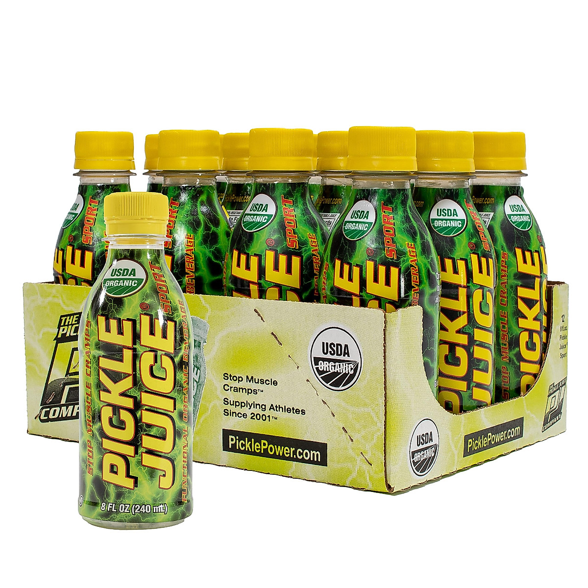 Pickle Juice Sports Drink - Relieves Cramps Immediately - Electrolyte Pickle Juice for Day & Night Time Cramp Relief - Pickle Juice for Leg Cramps - No Artificial Ingredients - 8 oz, 12 Pack