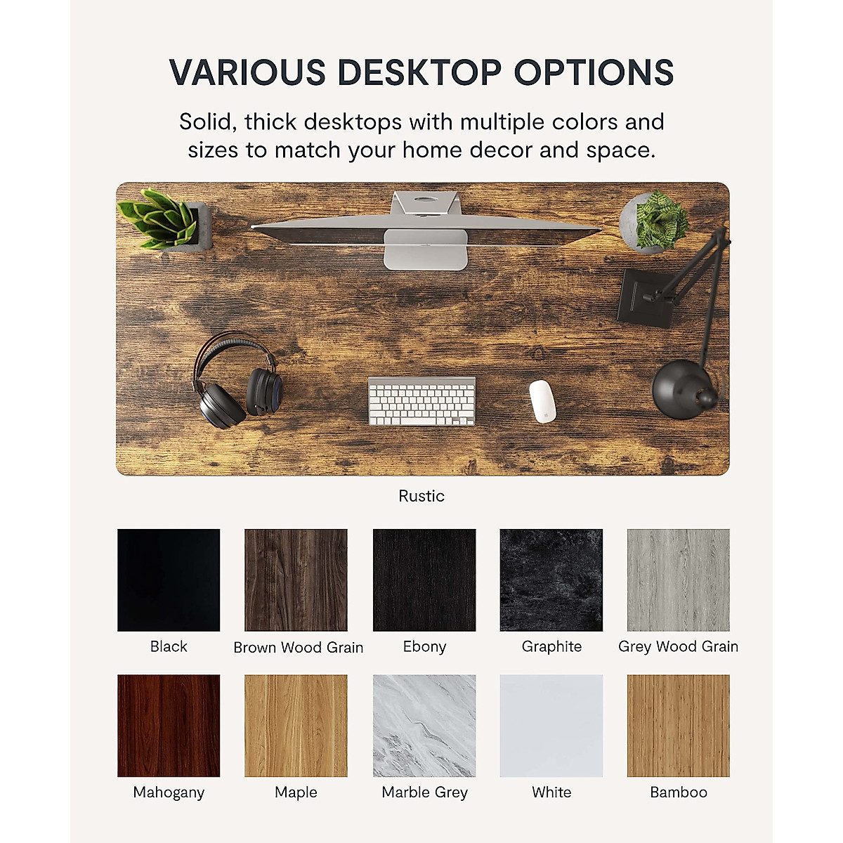 FLEXISPOT EN1 Height Adjustable Standing Desk 48 x 30 Inches Whole-Piece Desktop Ergonomic Memory Controller Electric Stand Up Desk (Black Frame + 48" Rustic Brown Desktop, 2 Packages)