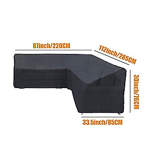 Yolaka Patio Furniture Covers Heavy Duty Outdoor Sectional Couch Protector L Shaped 87x112x30H Black Waterproof