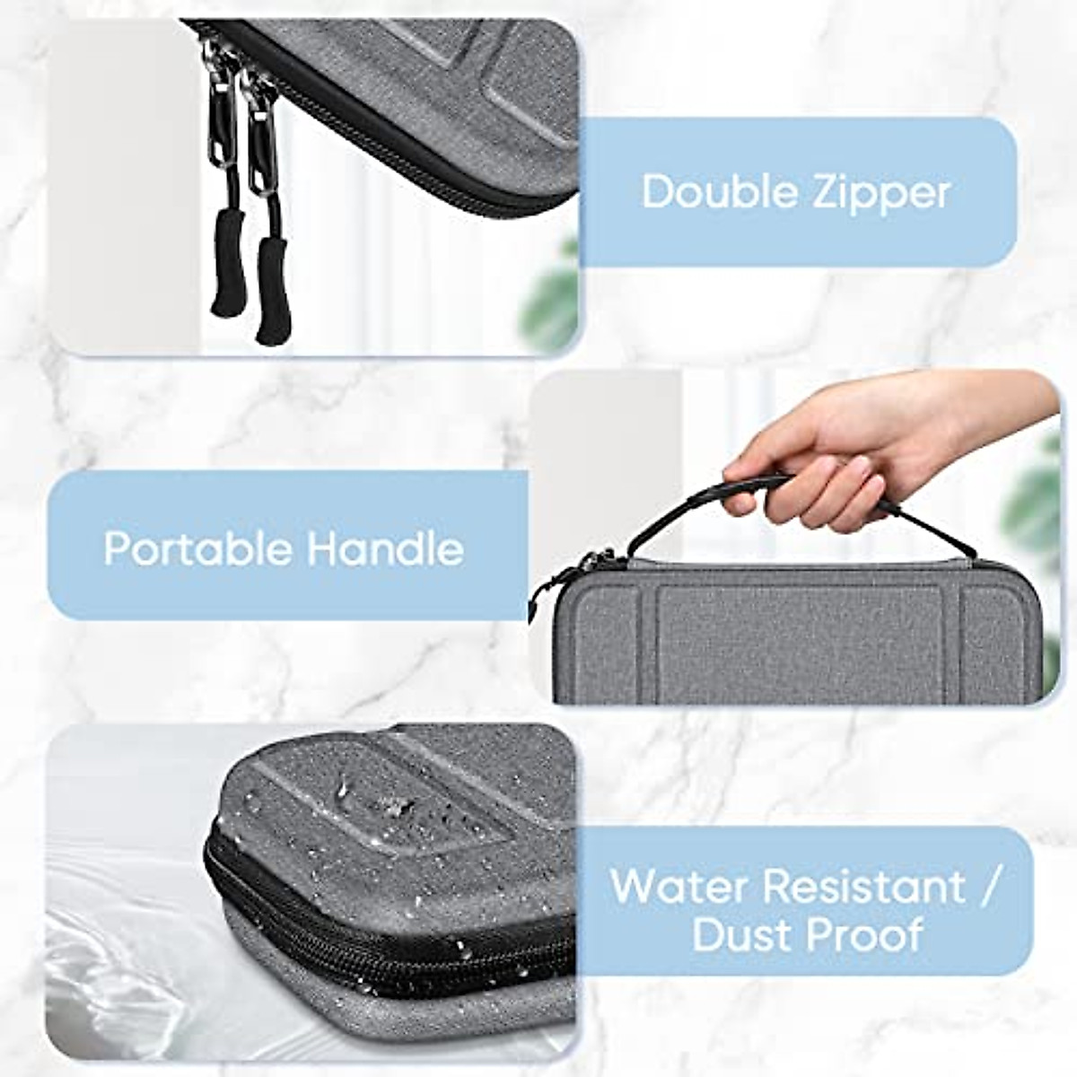 Fintie Carrying Case for Nintendo Switch OLED Model 2021/Switch 2017, [Shockproof] Hard Shell Protective Cover Travel Bag w/10 Game Card Slots for Switch Console Joy-Con & Accessories, Gray