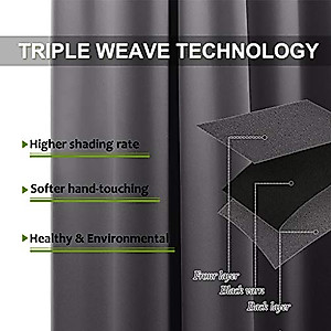 NICETOWN Bedroom Blackout Curtain Panel - Window Treatment Thermal Insulated Solid Grommet Blackout for Living Room (1 Panel, 70 by 63 Inch, Grey)