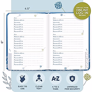 Boxclever Press Password Book. Never Forget a Password Again! Untitled Password Keeper Book to Keep Your Internet Details Safe. Password Book with Alphabetical Tabs for Home Or Office - 6 x 4.5''
