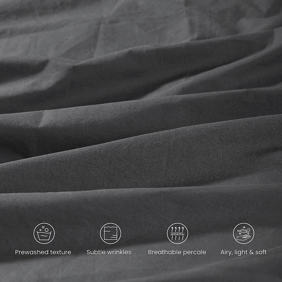 BIOWEAVES 100% Organic Washed Cotton Percale Weave Duvet Cover King Size Set | GOTS Certified King Duvet Cover & 2 Pillow Shams – 106x92 inches, Castle Rock