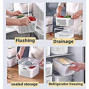 Aagglly Produce saver containers for refrigerator, 3 Pack airtight Locking lids 100% Leak Proof Organizer Bins,BPA-Free draining keep Fresh Plastic box for Veggie Fruit Lettuce and Salad