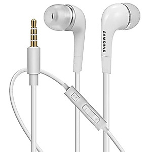 Samsung EHS64AVFWE 3.5mm Stereo Headset with Remote and Mic - Original OEM - Non-Retail Packaging - White (with Cleaning Cloth)