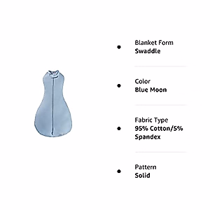Woombie Simply Baby Swaddling Blanket I Soothing, Cotton Baby Swaddle I Wearable Baby Blanket, Blue Moon, 0-3 Months