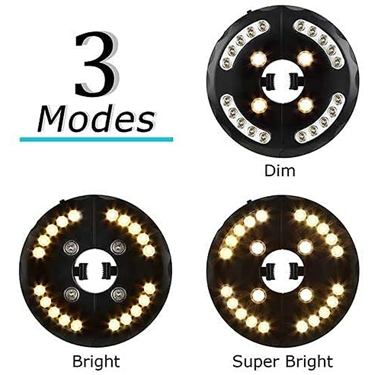 Patio Umbrella Light Warm White 3 Lighting Modes Cordless 24 LED Lights,4 AA Battery Operated Umbrella Pole Light for Patio Umbrellas Camping Tents or Outdoor Use