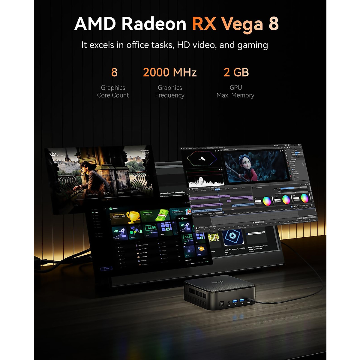 KAMRUI Mini PC, Mini Computer Intel 11th Gen N5105(up to 2.9GHz), 12GB RAM/256GB M.2 SSD, 4K UHD, 2.5 inch SSD(up to 2TB), 2.4G/5.0G WiFi, Business, Home, Office, Recreation