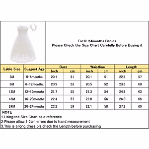 Meiqiduo Baby Girls Lace Party Dresses Infant Princess Wedding Gowns Birthday Formal Dress for Toddler