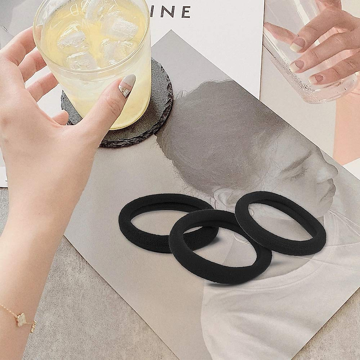 Hair Ties for Girls, IKOCO 50Pcs Seamless Hair Ties for Thick Hair, Hair Ties No Damage Ponytail Holders for Women Girls