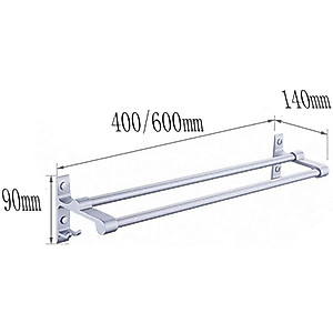 XHALERY Bathroom Kitchen Shower Bath Single Wall-Mounted Aluminum Towel Rack Towel Rack Organizer Hook Heavy and Space-Saving, Length (40 cm, 60 cm) Tower Hanger/40 * 14 * 9Cm