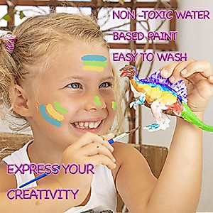 flashbluer Kids Arts and Crafts Painting Kit Dinosaur Toys Kids Art Supplies-Create Your Dino World Painting Toys Christmas Birthday Gifts for 3-12 Years Old Boys and Girls