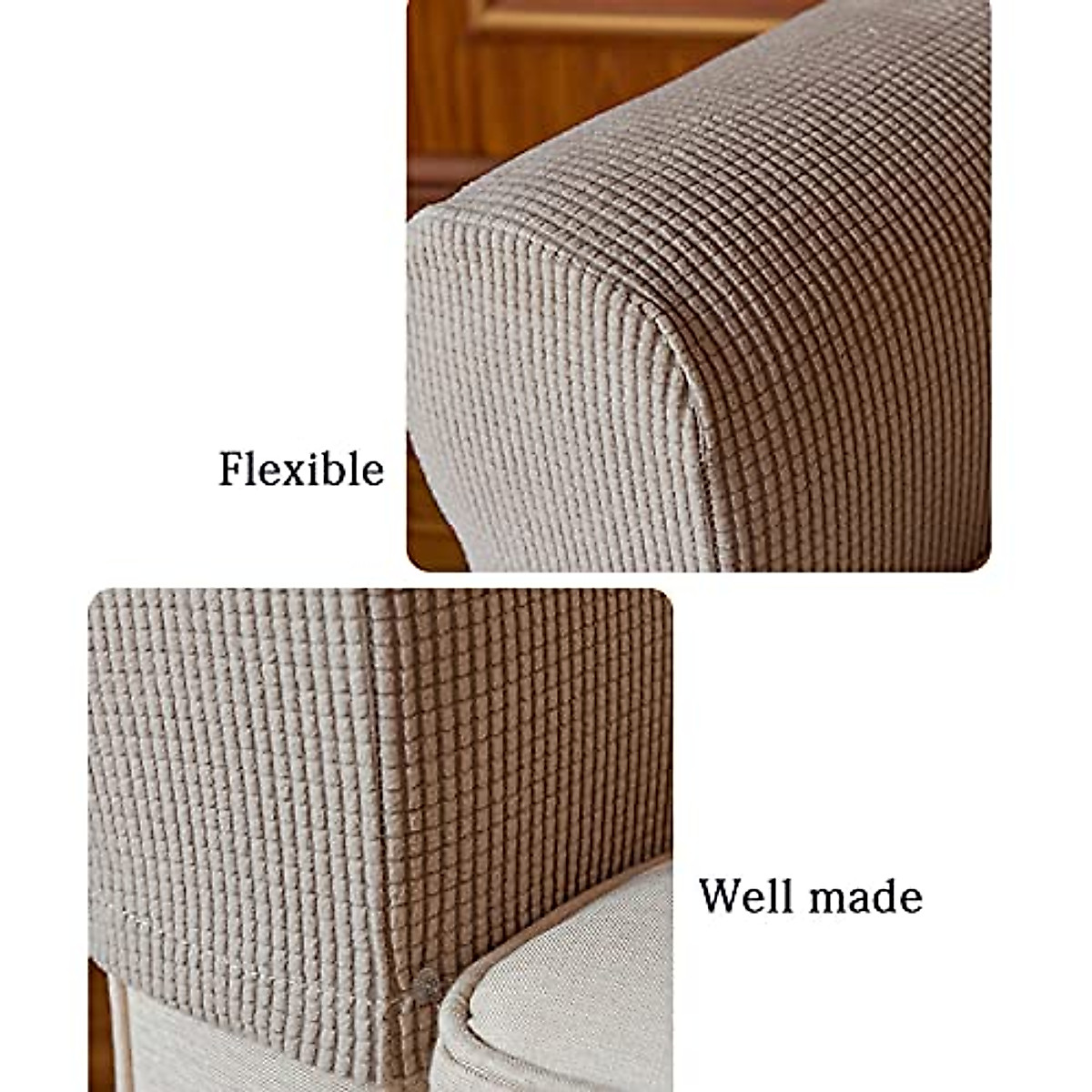 ZHOUZHOU Stretch Sofa Armrest Covers Lengthen Spandex Jacquard Arm Covers for Chairs Sofas Furniture Armrest Protector Set of 2 Recliner Armchair Slipcovers,Light Green