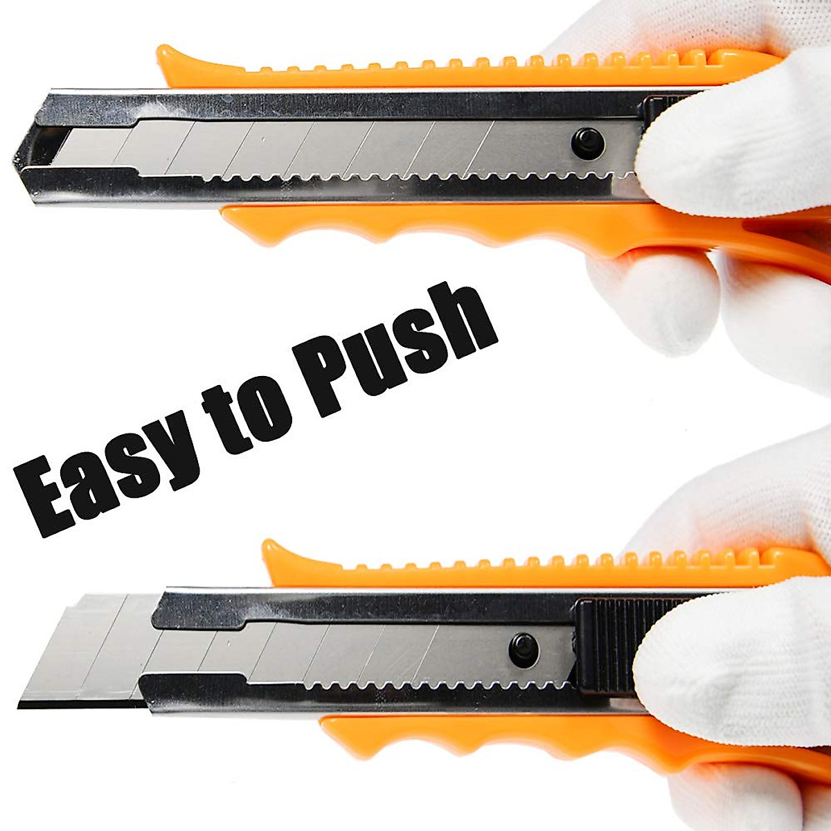 WEKOIL Utility Knives Retractable Box Cutter,18mm Wide Snap Off Blade Knife,11 Carbon Steel Blades,Hobby Art Paper Knives with Comfortable Handle,Heavy Duty for Office Home Garage Orange