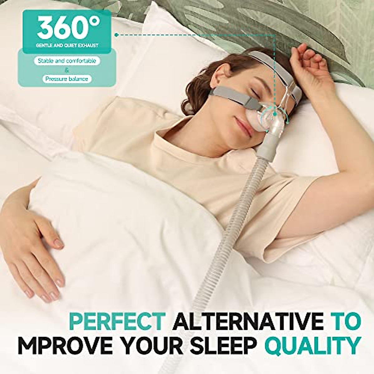 CPAP Mask - Includes Headgear, Elbow/Swivel and Nasal Cushion - Suitable for CPAP Machine - Reusable CPAP Supplies - Medium