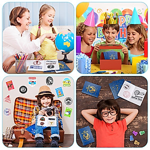 Kenburg 60Pcs Blank Passport Notebook Passport Books for Kids Blue Passport Notebook 4 x 5.5Inch Blank Passport Notebook Pretend Passports for Back to School Party School Theme Party Favors