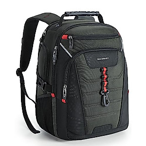 BAGSMART Business Laptop Backpack, Water-Resistant Anti-Theft Slim Durable Laptop Backpack with USB Charging Hole, College Bag Computer Bag, Gifts for Men & Women, Fits 15.6-Inch Notebook, Grey-Green