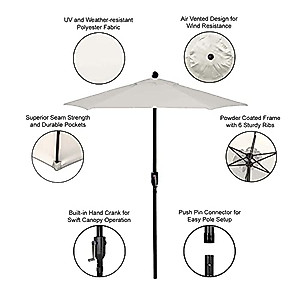 Westcharm Patio Umbrella Outdoor Table Umbrella with 6 Sturdy Ribs and Crank 6.5 ft, Natural Color Umbrella