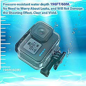 HONGDAK 169ft/60m Waterproof Housing Case for GoPro Hero 11 10/9 Black, Protective Underwater Dive Housing Shell with Bracket Accessories for Go Pro Hero11 Hero10 Hero9 Action Camera