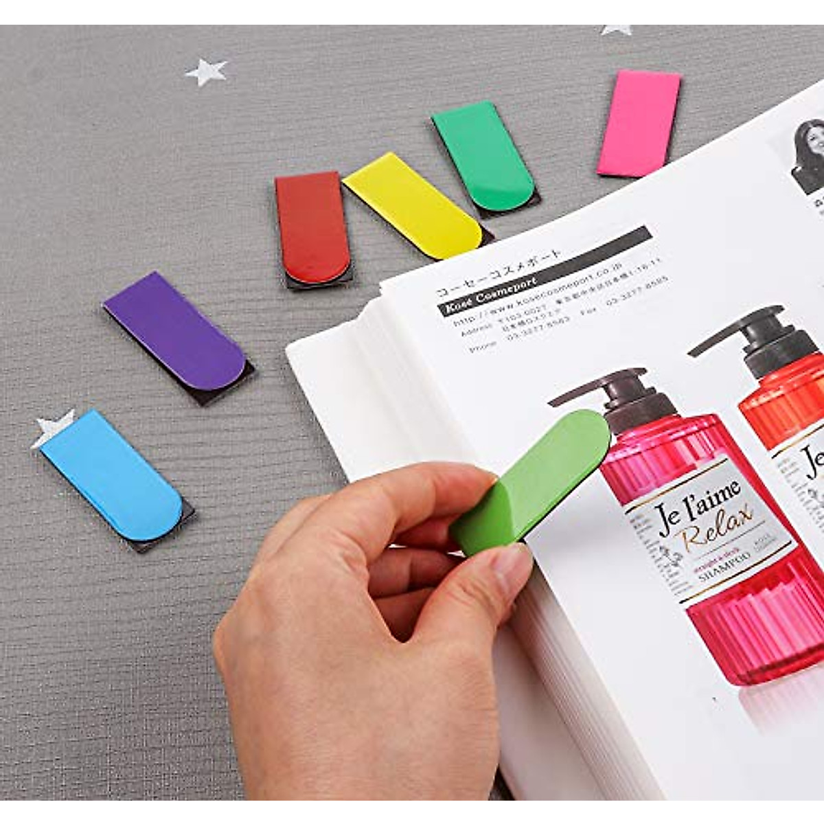 Magnetic Bookmarks,60 Pack 20 Solid Color Magnet Page Clip Small Bookmark for Book Lovers, Gift, Women, Man, Kids, Tudents, Teachers, School, Home, Office, Reading Supplies(2 x 0.8 inch)