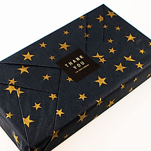 MR FIVE 100 Sheets Black with Gold Star Tissue Paper Bulk,20" x 14",Black Gold Star Tissue Paper for Gift Bags,Star Tissue Paper for Gift Wrapping,Birthday,Weddings,Holiday