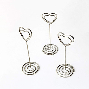 lasenersm 10 PCS 3.3 Inch Wedding Table Card Number Holders Table Card Photo Menu Name Display Stand Holder for Wedding Banquet Party, Silver Color