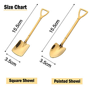 Shovel Spoon Dessert Spoons- 4pcs Ice Cream Spoon Gold Shovel Shape Spoons Mini Long Handle Coffee Afternoon Teaspoon for Home Kitchen Restaurant Party (gold)