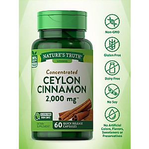 Nature's Truth Ceylon Cinnamon Pill Capsules | 2000mg | Non-GMO & Gluten Free Supplement