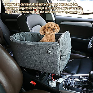 Cathpetic Dog Car Seat Pet Supplies - Travel Bags for Dogs Cats Portable Console Dog Car Seat Washable Dog Cat Booster Seat on Car Armrest Included Safety Tethers Perfect Car Seat for Dogs Cats