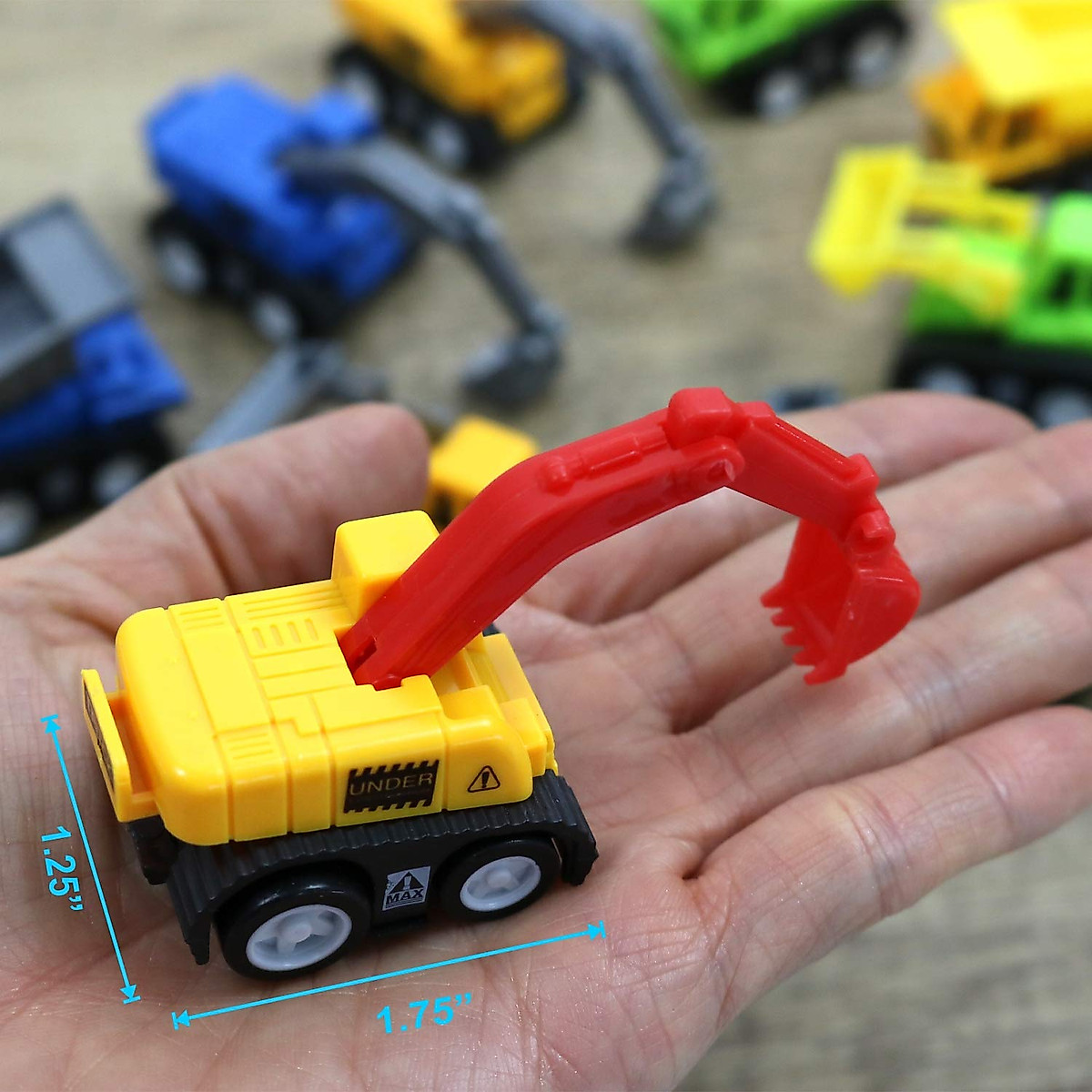 GiftExpress 1dz Mini Pull Back Construction Toy Cars, Educational Preschool Bulldoze Excavator Dump Truck Model Kit for Children Toddlers Kids, for Boys Party Favors