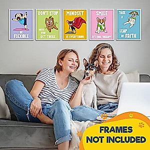 kanru Funny Dog Posters, funny dog wall art, Motivational Posters for Classroom, Office or Home, Inspirational Wall Decor, Dog Wall Décor, Funny Poster (Set of 6, 8.5X11 inch, Unframed)