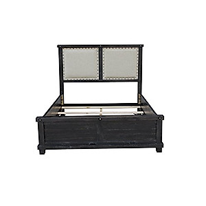 BOWERY HILL Modern California King Wood Upholstered Panel Bed in Espresso