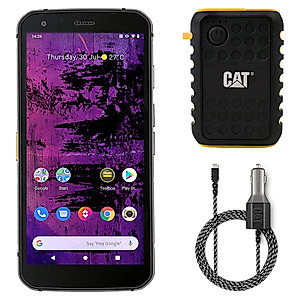 CAT Phone S62 Pro Rugged Smartphone Bundle – North America Variant - with FLIR Thermal Imager, Includes CAT 10,000 mAh Rugged Power Bank with Flashlight and CAT Dual USB-C Rugged Car Charger