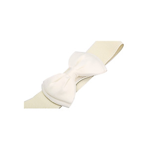 Allegra K Women Elastic Waist Belt Wide Stretch Cute Bowknot Waistband Fit Waist:24-32 inches Beige