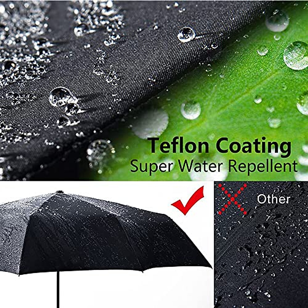 Ateupom Rain Umbrella, 12 Ribs 39 inch Auto Open/Close Windproof Umbrella, Waterproof Travel Umbrella, Portable Umbrellas Folding Backpack Umbrella with Ergonomic Handle