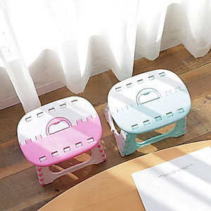 NDNCZDHC Plastic Step Stool, Folding Step Stools for Adults, Portable Step Stool for Kitchen, Small Stools to Sit On,10x7.67x7.5inch(Pink)