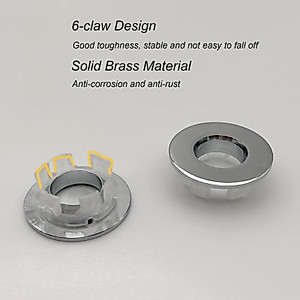 DEAKYNE 2 Pack Sink Overflow Ring Chrome Bathroom Vanity Sink Overflow Cover Insert in Round Trim Cap Brass Material