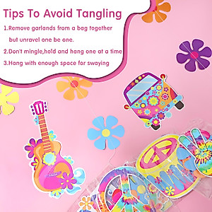 Duraaamo 8 Pcs Groovy Hippie Party Supplies 60's Hippie Paper Garland Kit Decorations Groovy Retro Flower Hanging Banner Tie Dye Hanging Garland for 60s 70s Party Groovy Birthday Baby Shower Decor