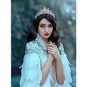 SWEETV Crystal Wedding Tiara for Women,Royal Queen Crown,Rhinestone Princess Tiara Hair Accessories for Quinceanera Pageant Prom Birthday Silver Audrey