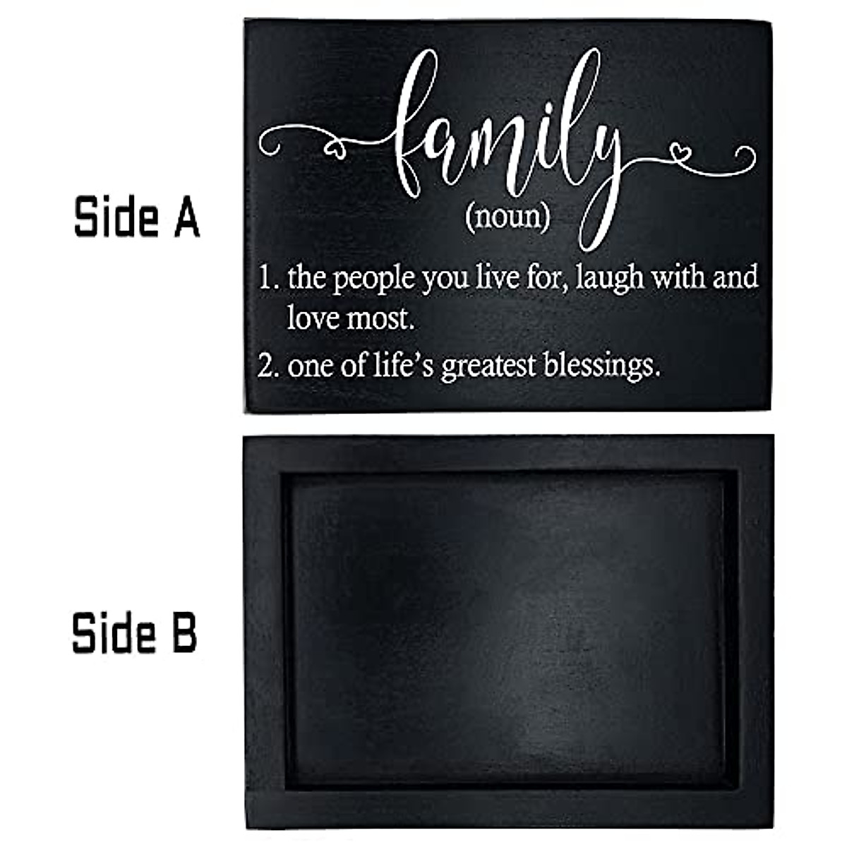 Maoerzai Family Inspirational Quotes Wall Art, Wooden Box Sign Home Wall Decoration, Rustic Farmhouse Bedroom Living Room Office Tabletop Wall Art Decor. (8 X 6 X 1.2 inch, Black - Family-3)
