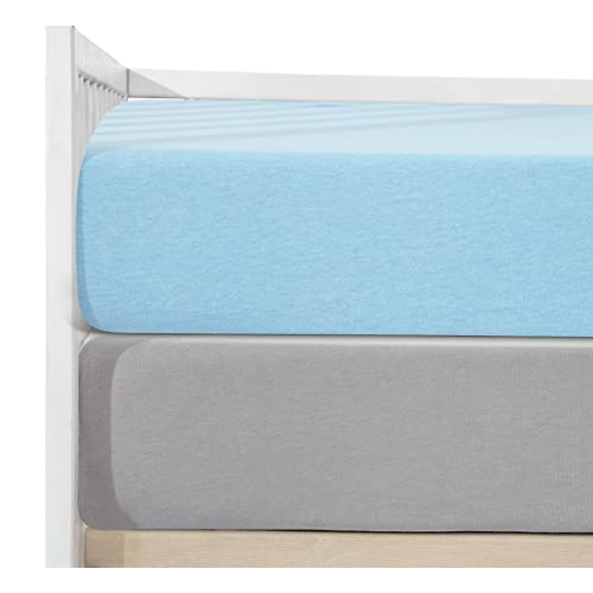 2 Pack Jersey Crib Sheets Set, Stretchy Jersey Knit Fitted Crib Sheet for Boys and Girls, Size 28 x 52 in, Baby Sheets Soft and Breathable (Blue Grey)