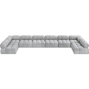 Meridian Furniture 611Grey-Sec8B Ames Collection Modern | Contemporary Modular Sectional with Rich Grey Boucle Fabric, Modular to Create Infinite Configurations, 204" W x 68" D x 28" H, Grey