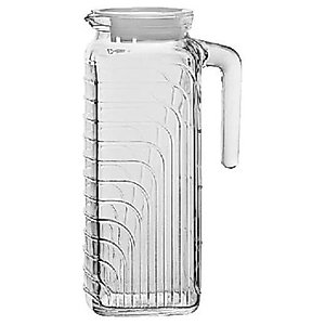 Friwer Gelo Glass Jug With White Lid, Easy Pour Spout & Handle – For Water, Juice, Iced Coffee & Iced Tea, 41-Ounce (1.2 Liter)