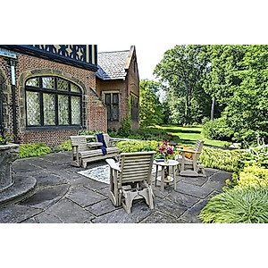 LuxCraft 5' Plain Poly Rollback Balcony Glider with Flip Down Center Console and Built-in Footrest, Seats Up to 3 (Weatherwood & Black)