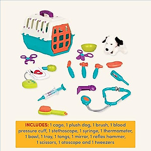 Battat - Veterinarian Toy Set with Plush Dalmatian Puppy & Carrier - Complete 15-Piece Kids Pretend Play Medical Kit with Stethoscope & Tools - Educational ToddlerToys for Ages 2-4 Years