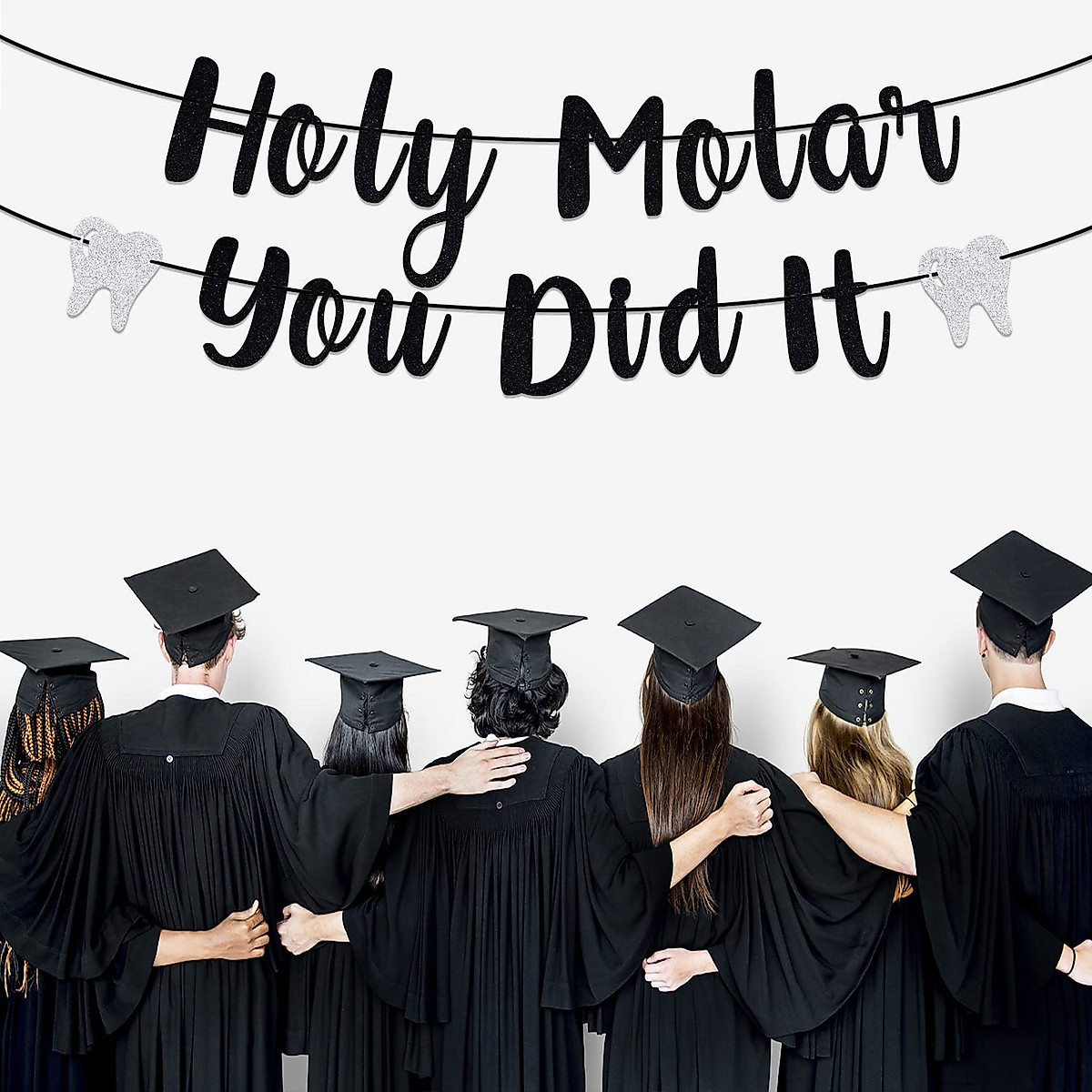 Black Glitter Holy Molar You Did It Banner, Future Dentist/Class of 2025/Congrats Dentist, 2025 Dental School Graduation Party Decorations Supplies