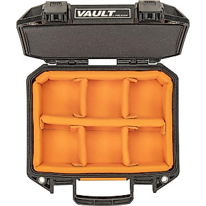 Pelican Vault - V100 Multi-Purpose Hard Case with Padded Dividers for Camera, Drone, Equipment, Electronics, and Gear (Black)