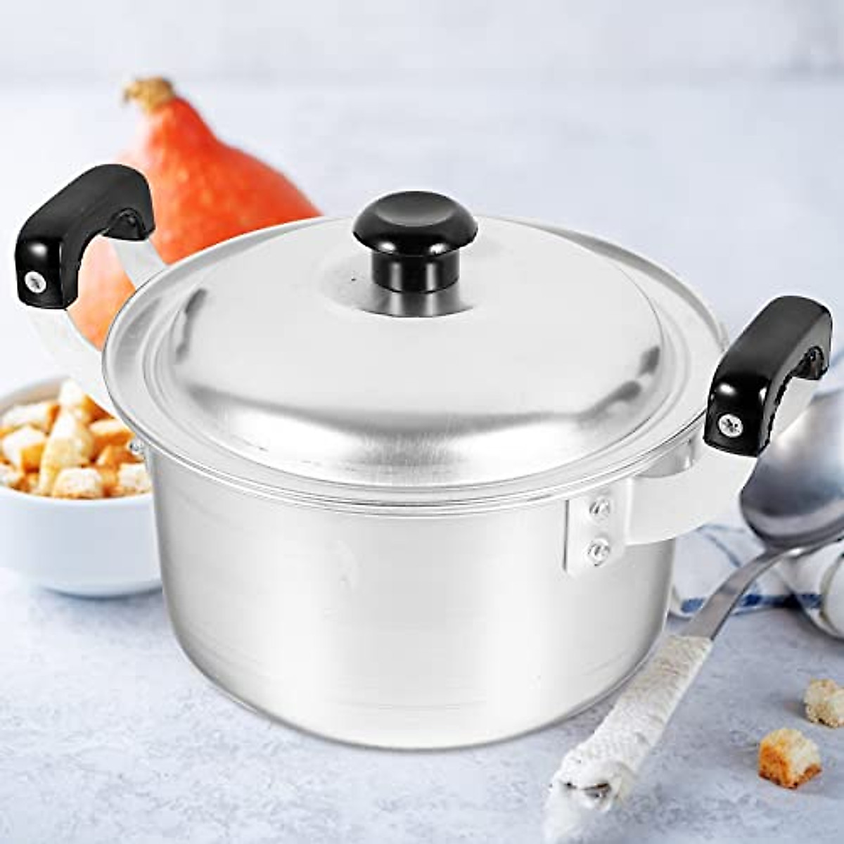 Kichvoe Stock Pot with Lid Pots Stock Pot Cooking Pan 16cm Hot Aluminum Pot Saucepan Small Pasta Pot Camping Cookware for Stovetop Stainless Steel Pot Korean Noodle Pot