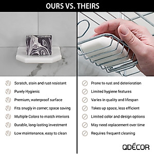 Questech Decor Floating Shower Shelf Soap Dish, Wall Mounted Retrofit for Tiled Shower Walls, Bathroom Shower Organizer, 5 Inch Geo Flatback Shelf, Oil Rubbed Bronze