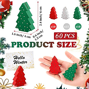 Kigley 60 Pcs Mini Christmas Tree Place Card Holders Wooden Xmas Table Number Holder Wood Table Sign Picture Holder Stand for Christmas Table Decor Party Favors